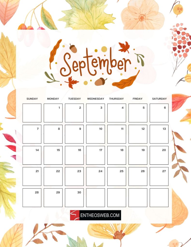Free Printable September 2025 Calendars | EntheosWeb