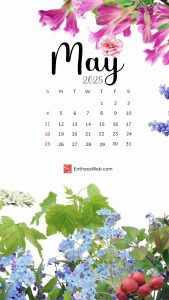 May 2025 Calendar Phone Wallpaper and Screensaver | EntheosWeb