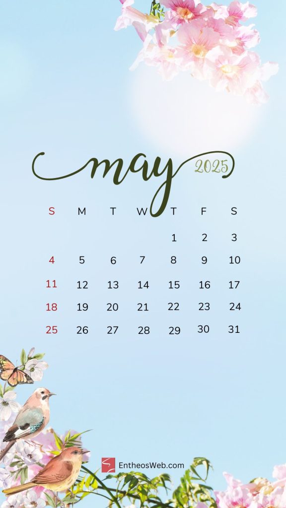 May 2025 Calendar Phone Wallpaper and Screensaver | EntheosWeb
