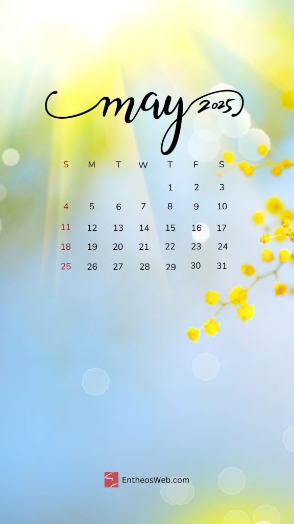 May 2025 Calendar Phone Wallpaper and Screensaver | EntheosWeb