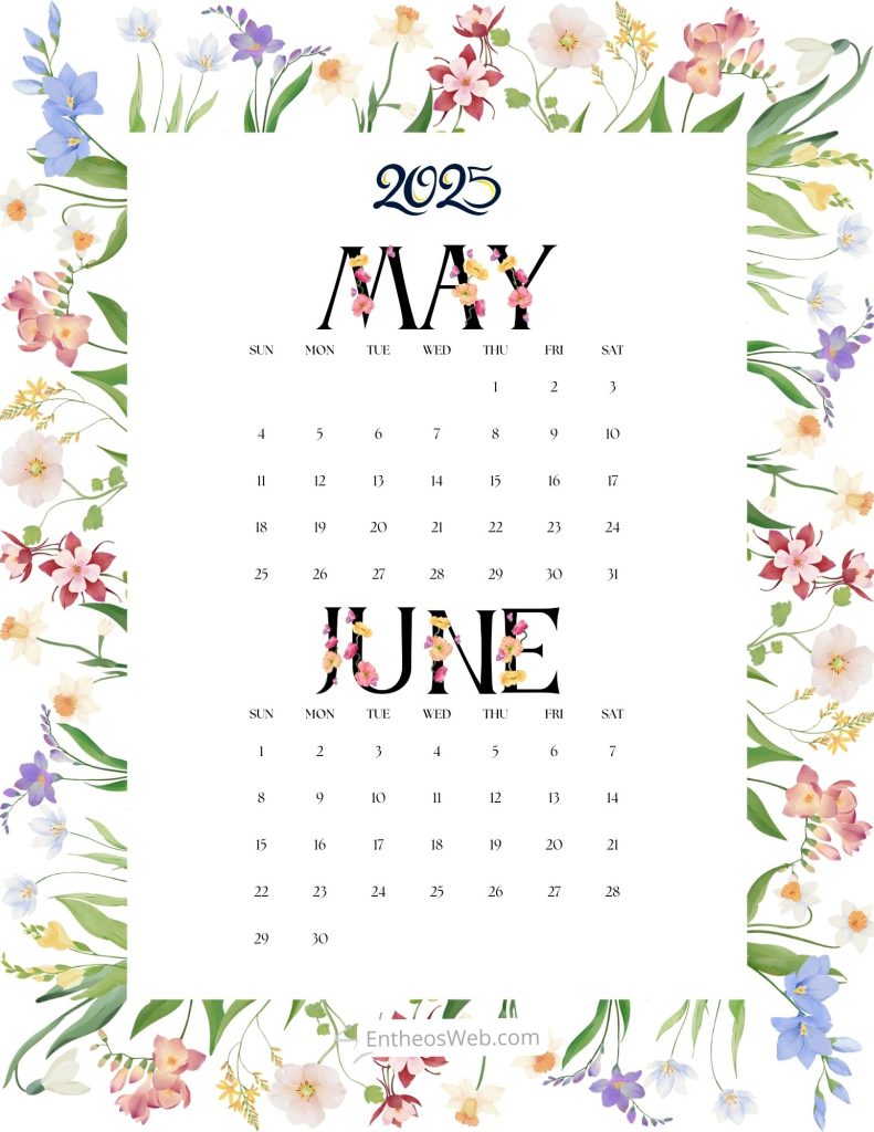 May June 2025 Calendar Printable | EntheosWeb