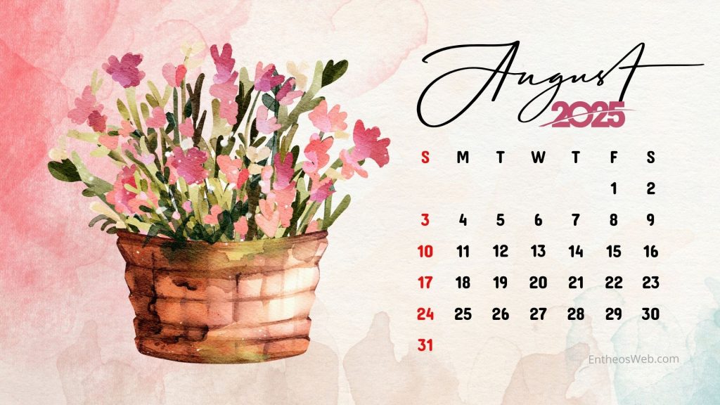 August 2025 Calendar Desktop Wallpapers & Screensavers | EntheosWeb