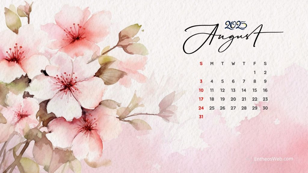 August 2025 Calendar Desktop Wallpapers & Screensavers | EntheosWeb