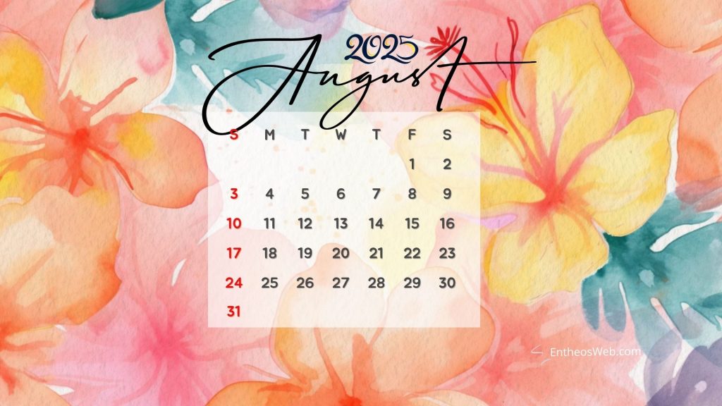 August 2025 Calendar Desktop Wallpapers & Screensavers | EntheosWeb