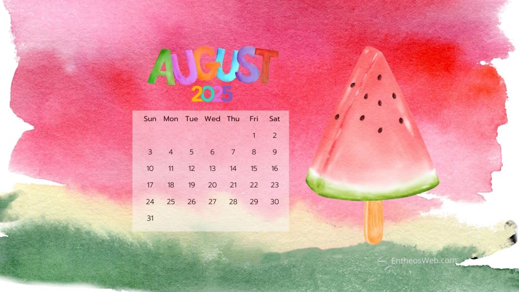 August 2025 Calendar Desktop Wallpapers & Screensavers | EntheosWeb