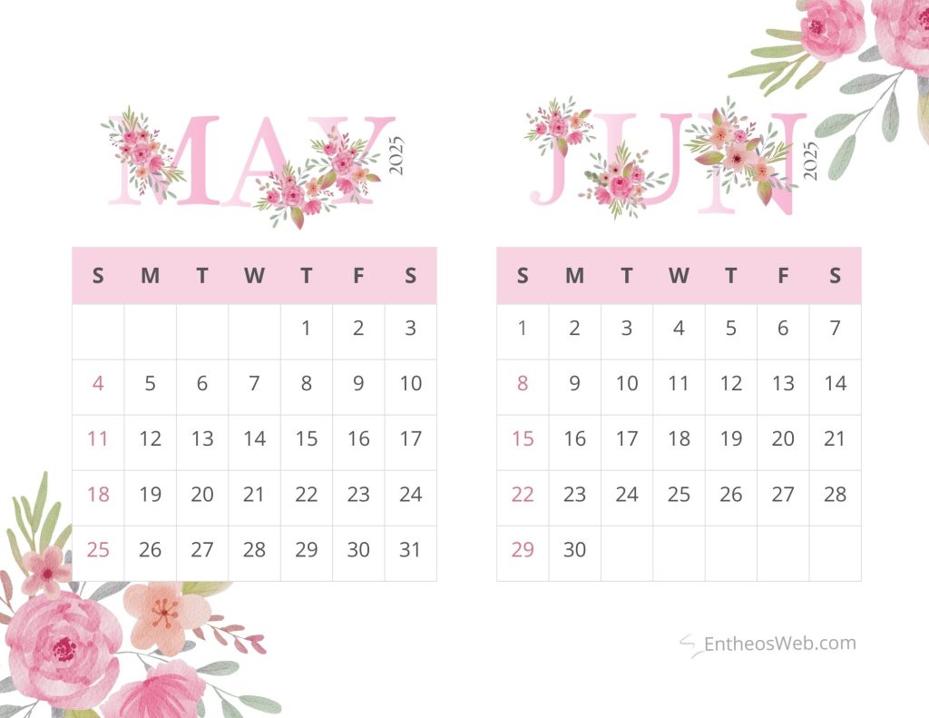 May June 2026 Calendar Printable | EntheosWeb