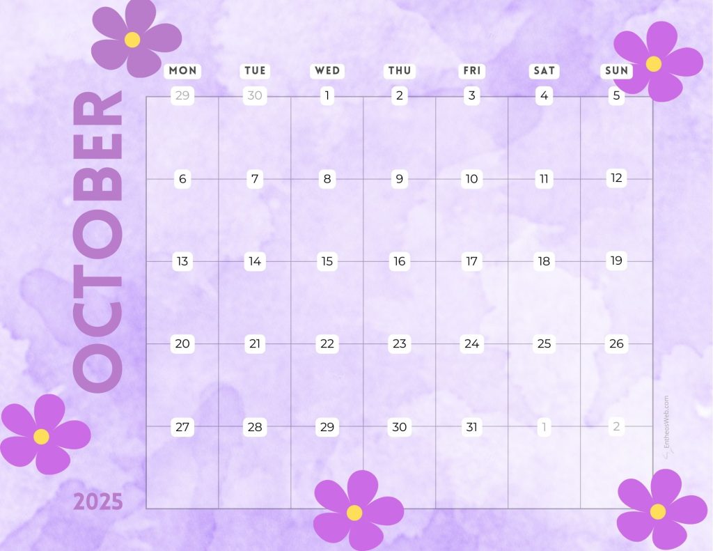 October 2025 Calendar Free Printables | EntheosWeb