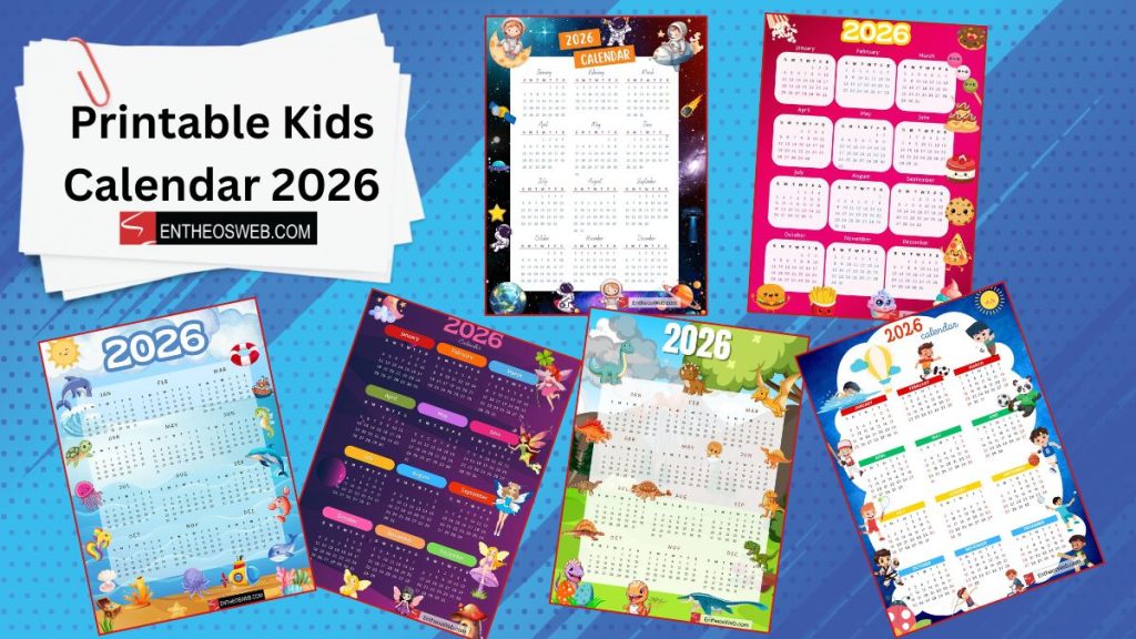 Printable Kids Calendar 2026 | EntheosWeb