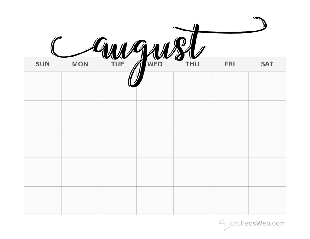 Blank Monthly Calendars Horizontal | EntheosWeb