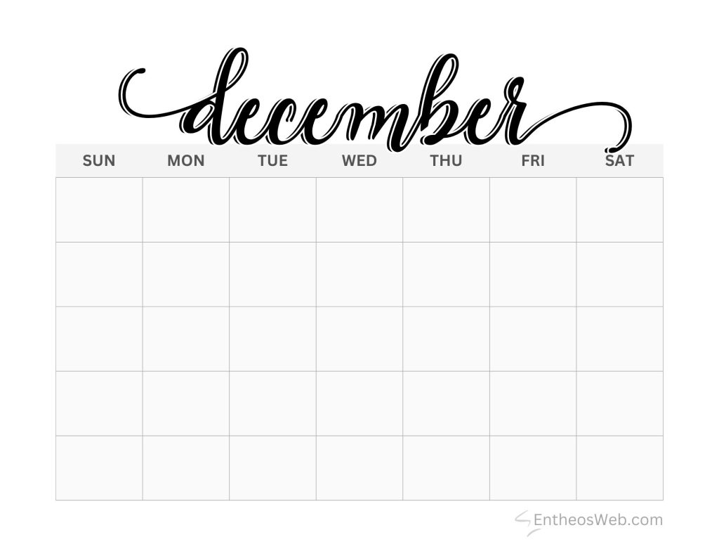 Blank Monthly Calendars Horizontal | EntheosWeb