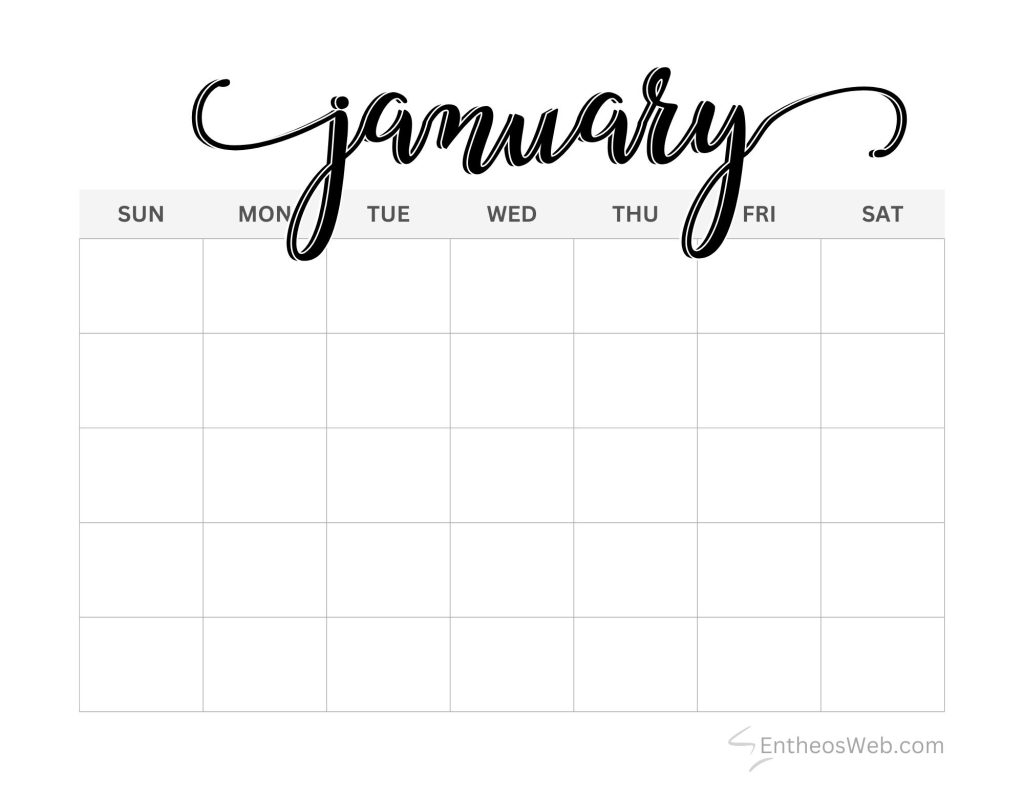 Blank Monthly Calendars Horizontal | EntheosWeb
