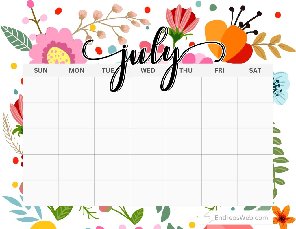 Floral Printable 2025 Calendar | EntheosWeb