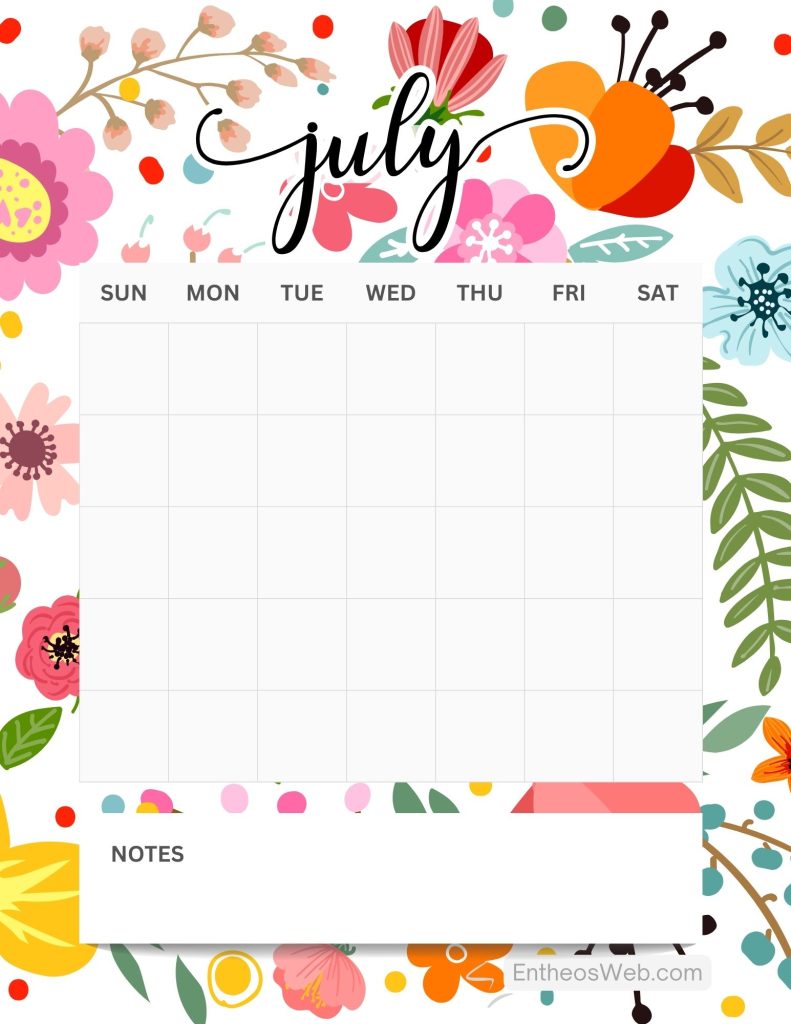 Floral Printable 2025 Calendar | EntheosWeb