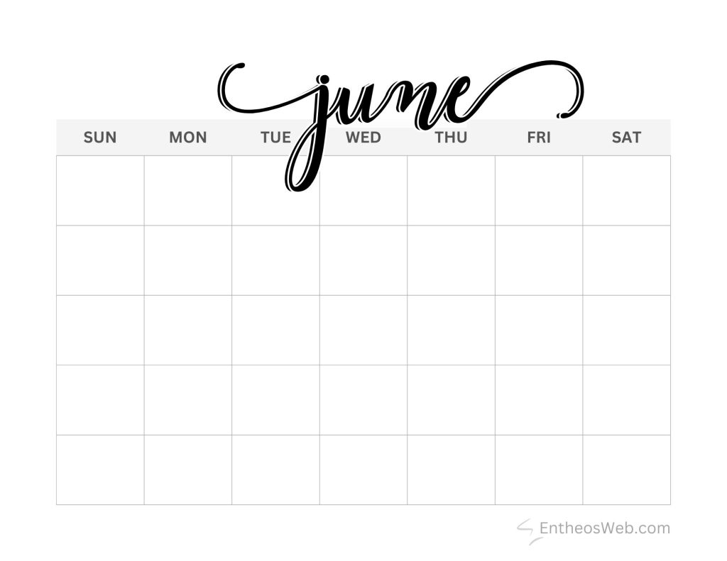 Blank Monthly Calendars Horizontal | EntheosWeb
