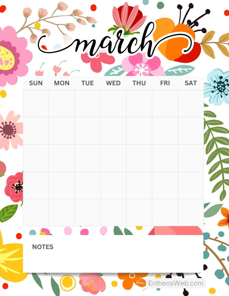 Floral Printable 2025 Calendar | EntheosWeb