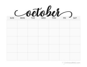 Blank Monthly Calendars Horizontal | EntheosWeb