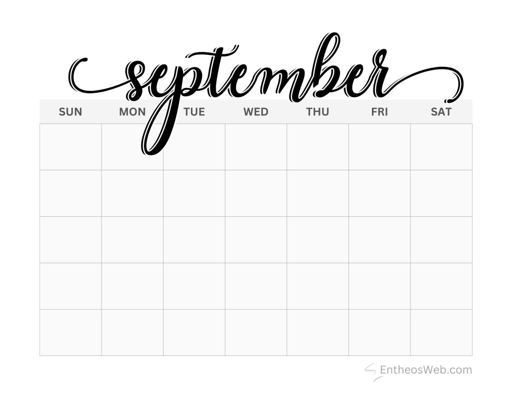 Blank Monthly Calendars Horizontal | EntheosWeb