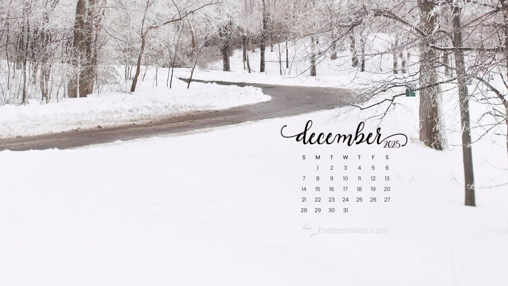 December 2025 Calendar Desktop Wallpaper & Screensaver | EntheosWeb