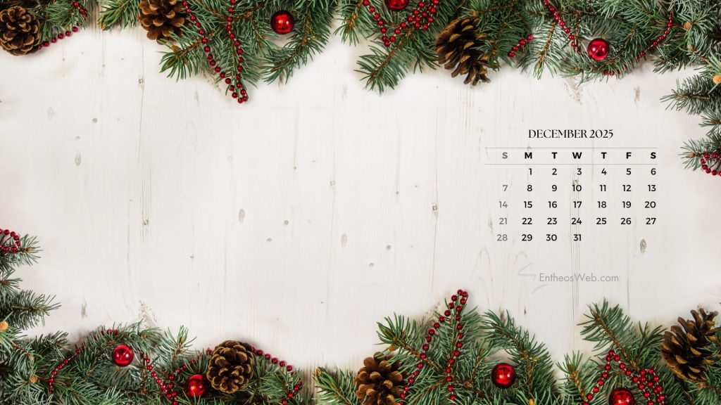 December 2025 Calendar Desktop Wallpaper & Screensaver | EntheosWeb
