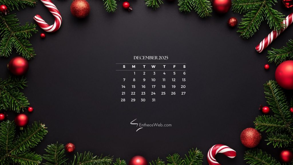 December 2025 Calendar Desktop Wallpaper & Screensaver | EntheosWeb