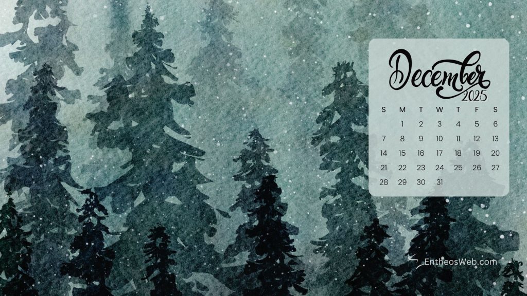 December 2025 Calendar Desktop Wallpaper & Screensaver | EntheosWeb