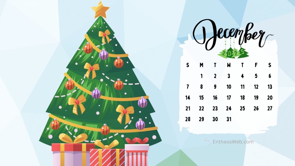 December 2025 Calendar Desktop Wallpaper & Screensaver | EntheosWeb