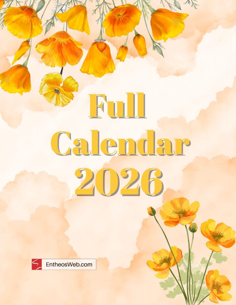 2026 Floral Month Calendar Printables | EntheosWeb