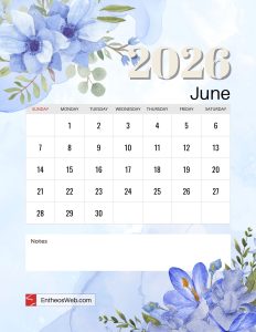 2026 Floral Month Calendar Printables | EntheosWeb