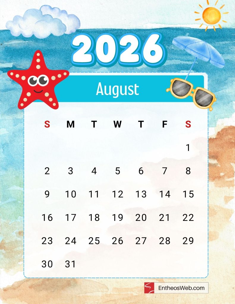 August 2026 Calendar Printables | EntheosWeb