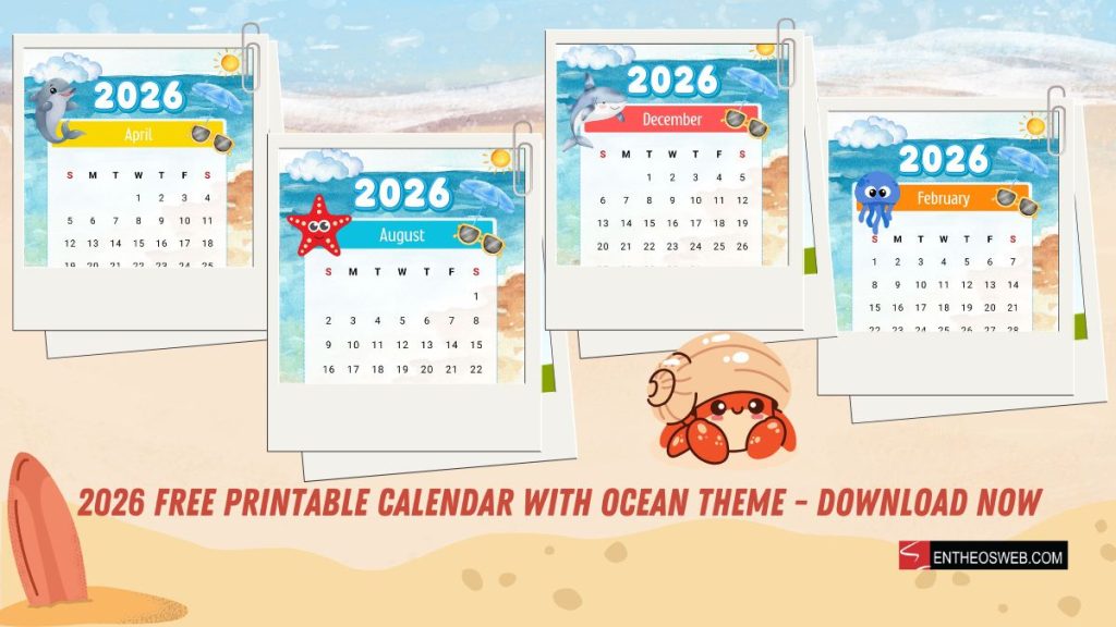 2026 Free Printable Calendar with Ocean Theme – Download Now | EntheosWeb