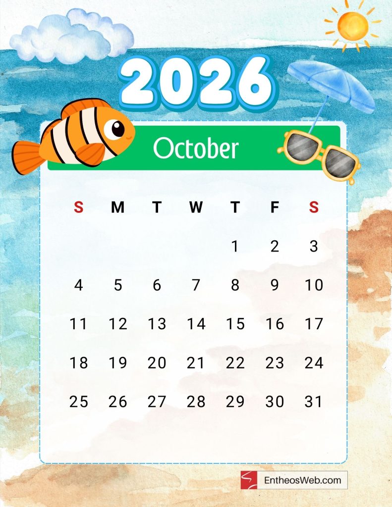 2026 Free Printable Calendar with Ocean Theme – Download Now | EntheosWeb