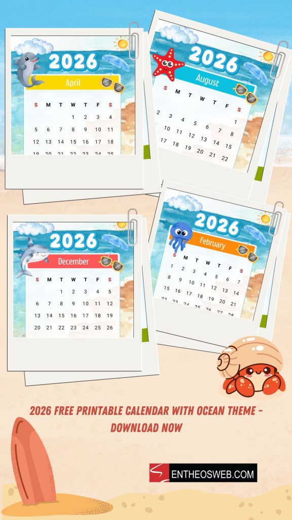 2026 Free Printable Calendar with Ocean Theme – Download Now | EntheosWeb