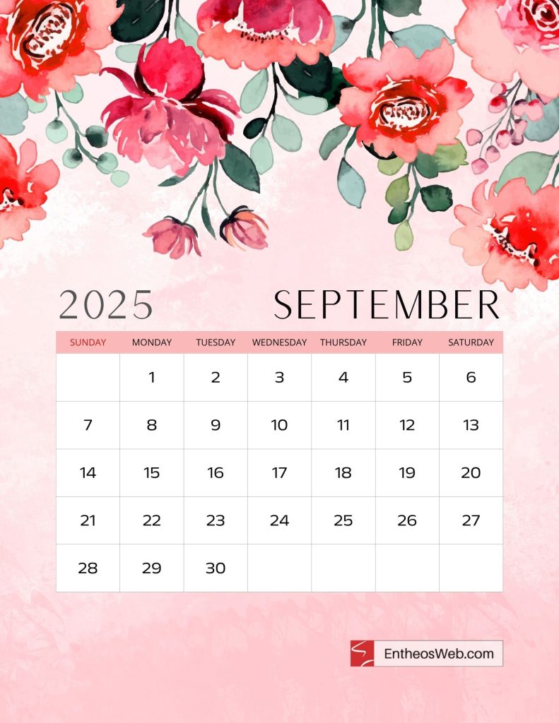 Free Printable September 2025 Calendars | EntheosWeb