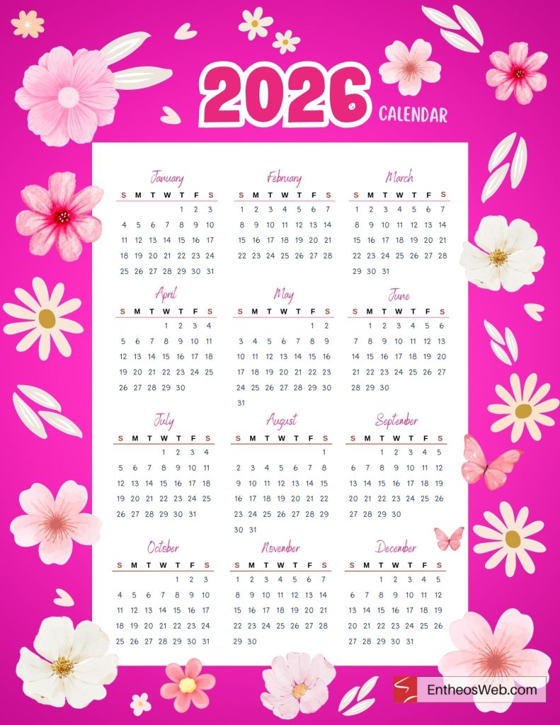 Printable Calendars 2026 | EntheosWeb