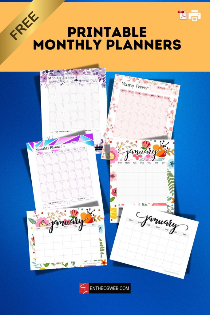 Monthly Planner Printables | EntheosWeb