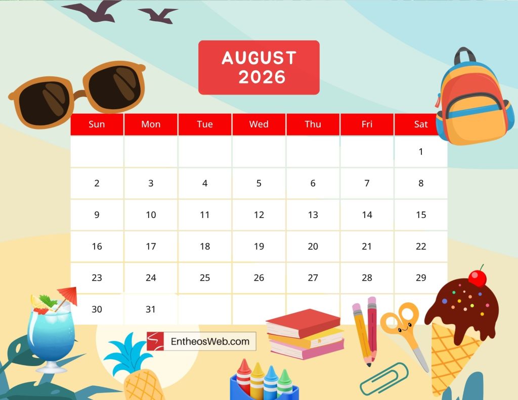August 2026 Calendar Printables | EntheosWeb
