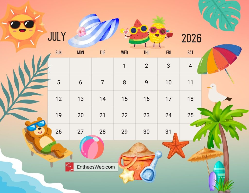 Free Printable July 2026 Calendars | EntheosWeb