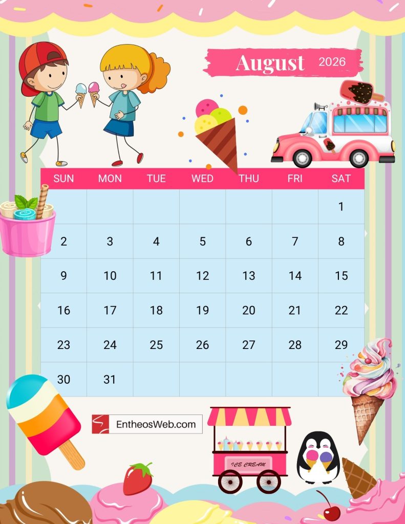 August 2026 Calendar Printables | EntheosWeb
