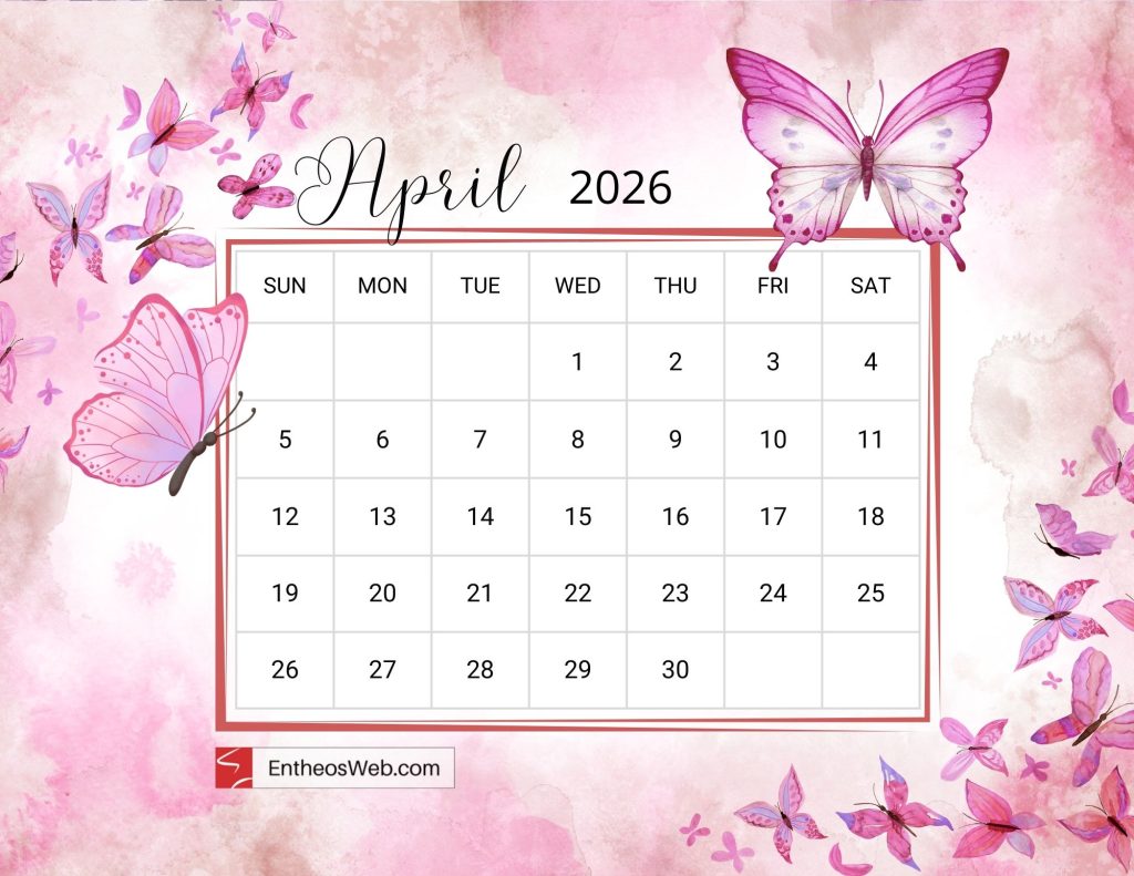 Butterfly Themed 2026 Printable Calendar » EntheosWeb