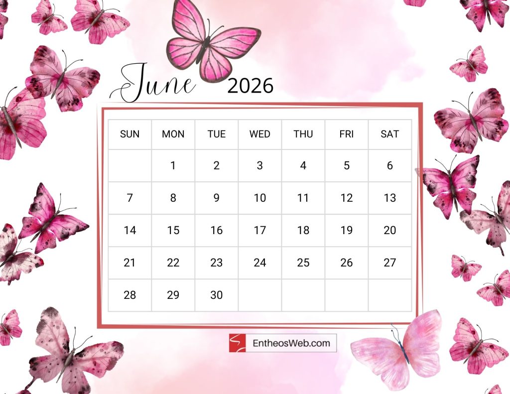Butterfly Themed 2026 Printable Calendar » EntheosWeb