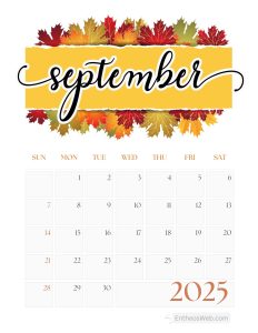 Free Printable September Calendars for 2025 – Vertical Designs | EntheosWeb