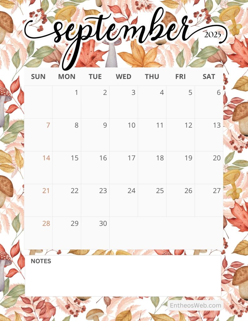 Free Printable September Calendars for 2025 – Vertical Designs » EntheosWeb
