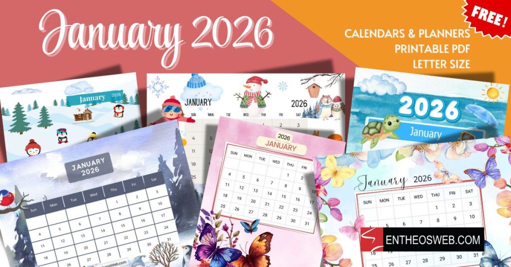 January 2026 Printable Calendars | EntheosWeb