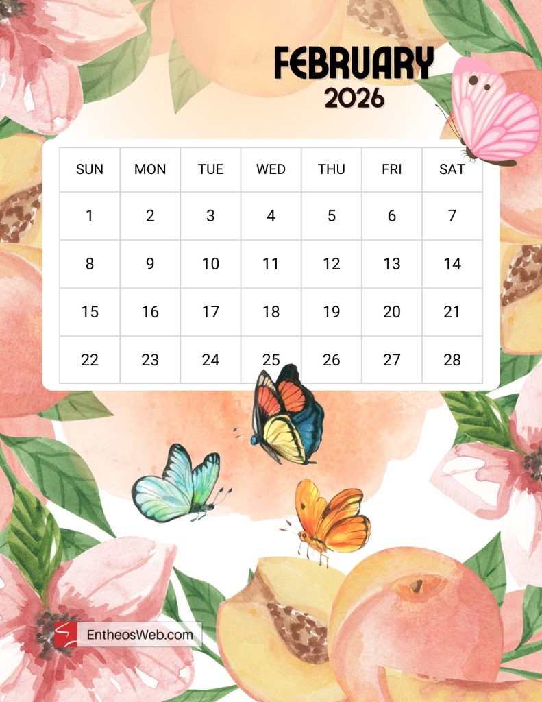 Nature’s Wings Free 2026 Monthly Printable Calendar » EntheosWeb