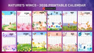 Nature’s Wings Free 2026 Monthly Printable Calendar | EntheosWeb