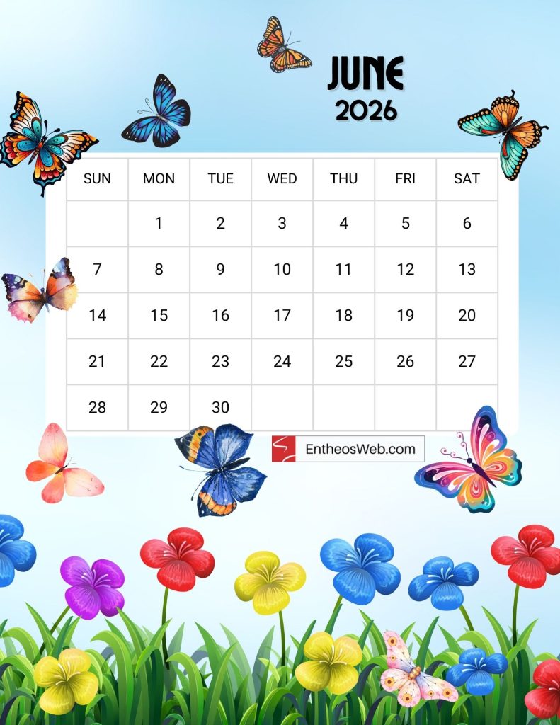 Nature’s Wings Free 2026 Monthly Printable Calendar » EntheosWeb