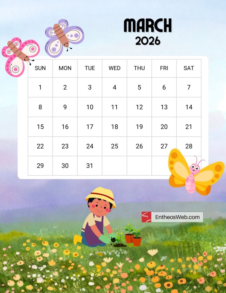 Nature’s Wings Free 2026 Monthly Printable Calendar » EntheosWeb