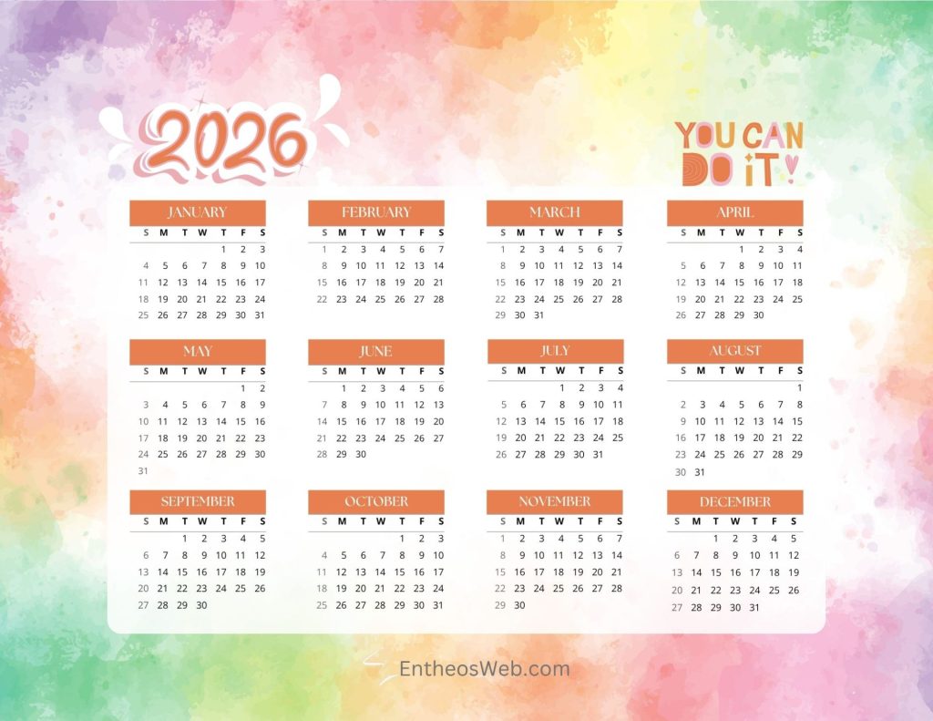 2026 Motivational Printable Calendar » EntheosWeb