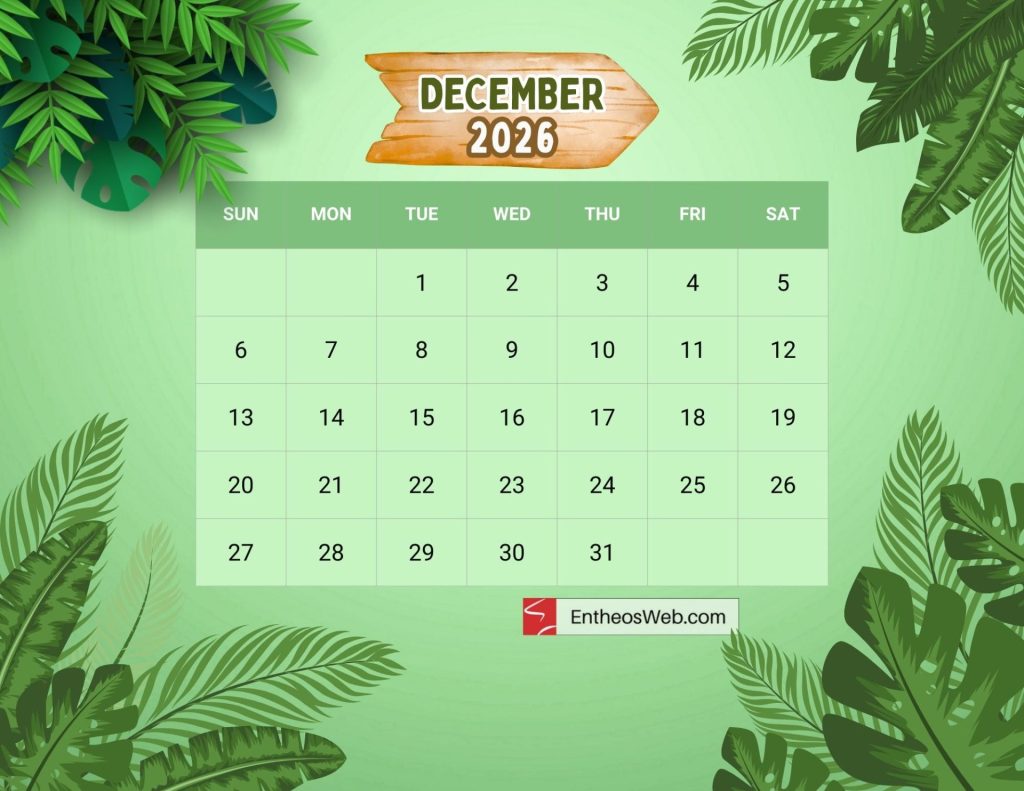December 2026 Calendar Printables | EntheosWeb