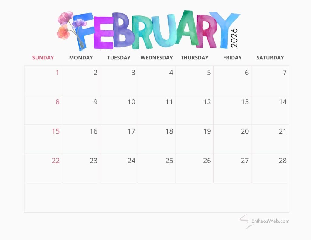 February 2026 Calendar Printables | EntheosWeb
